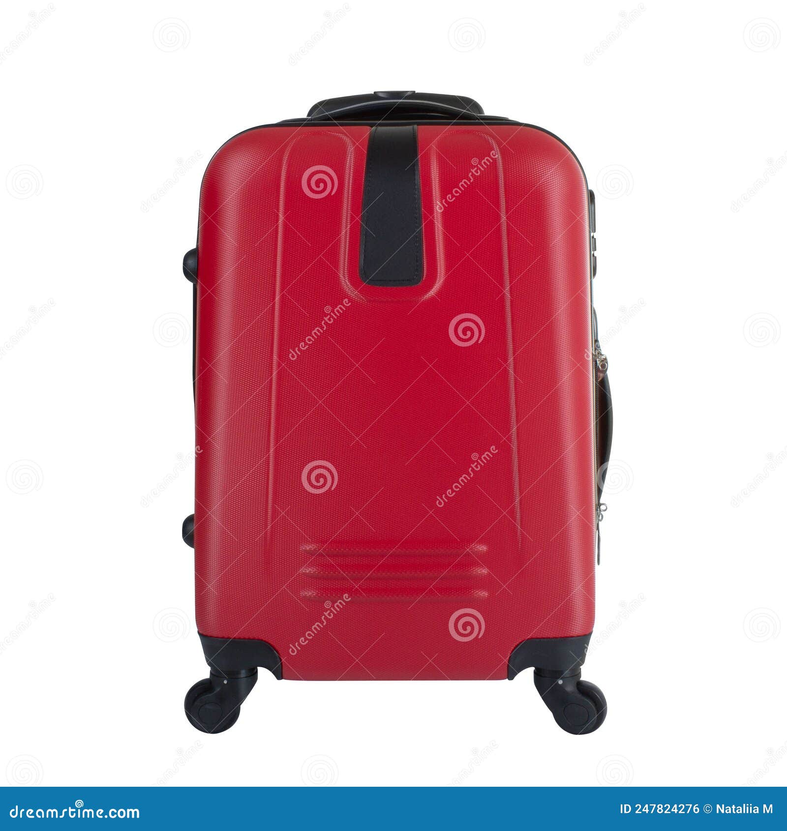 Front View of Red Suitcase Isolated Stock Photo - Image of large ...