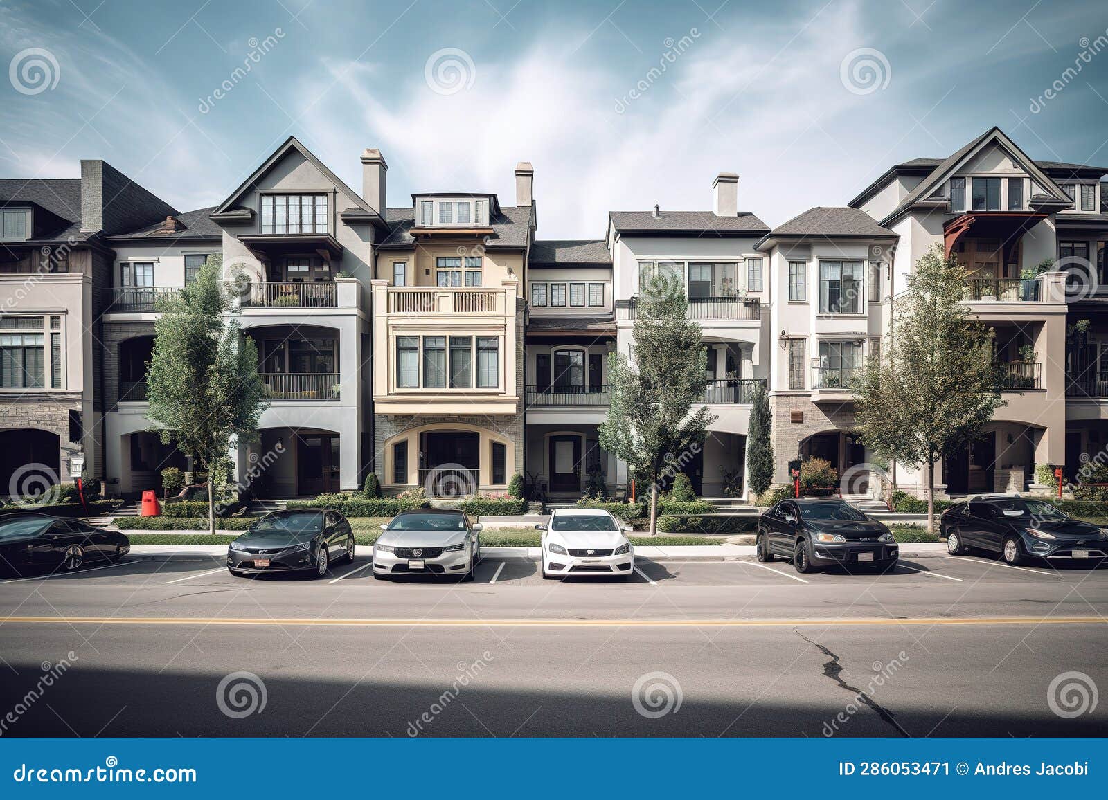 Front View of Residential Building in Suburban Area. Stock Illustration ...