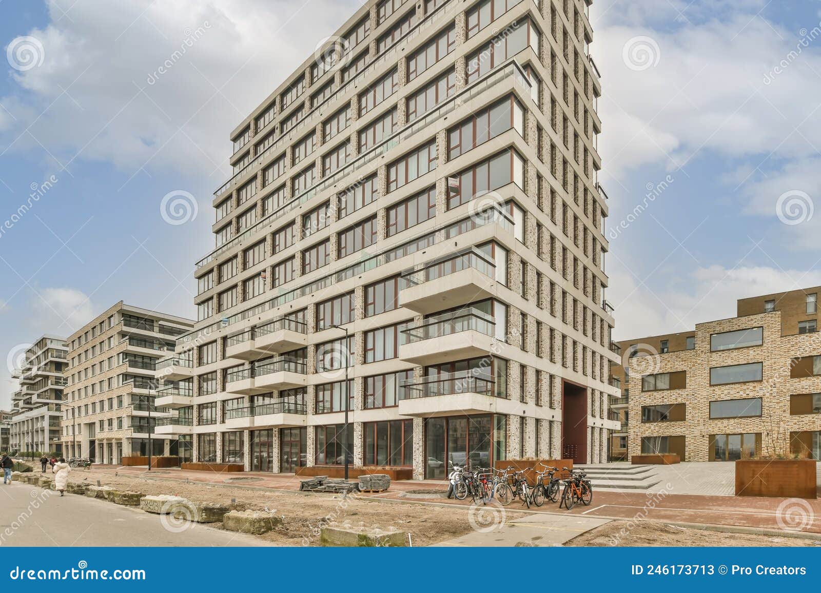 Front View of a Residential Multi-storey Building Stock Image - Image ...