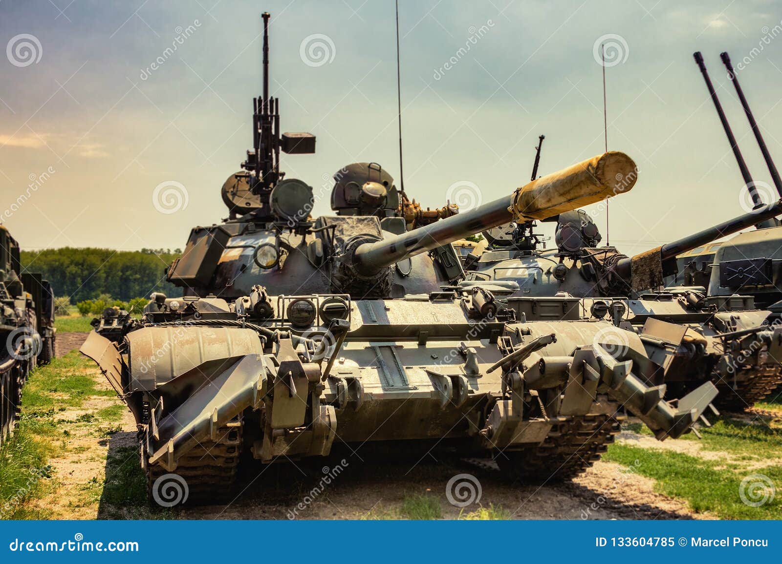 Front View of Retro Army Tank Stock Image - Image of armour, front ...