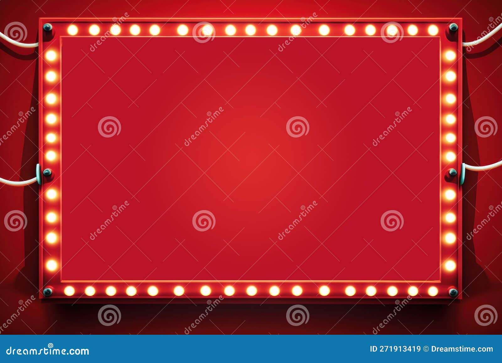 Front View Retro Billboard on Shiny Red Background with Copy Space ...