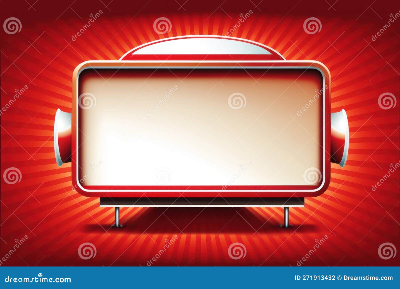 Front View Retro Billboard on Shiny Red Background with Copy Space ...