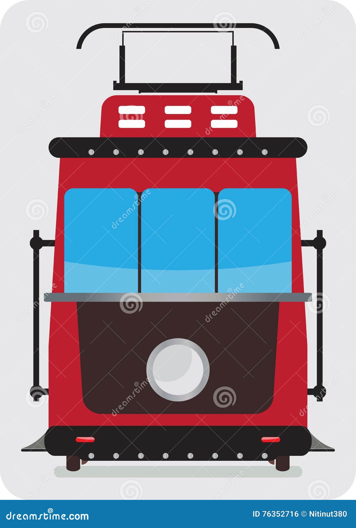 Front View of Retro Tram Car Stock Vector - Illustration of ...