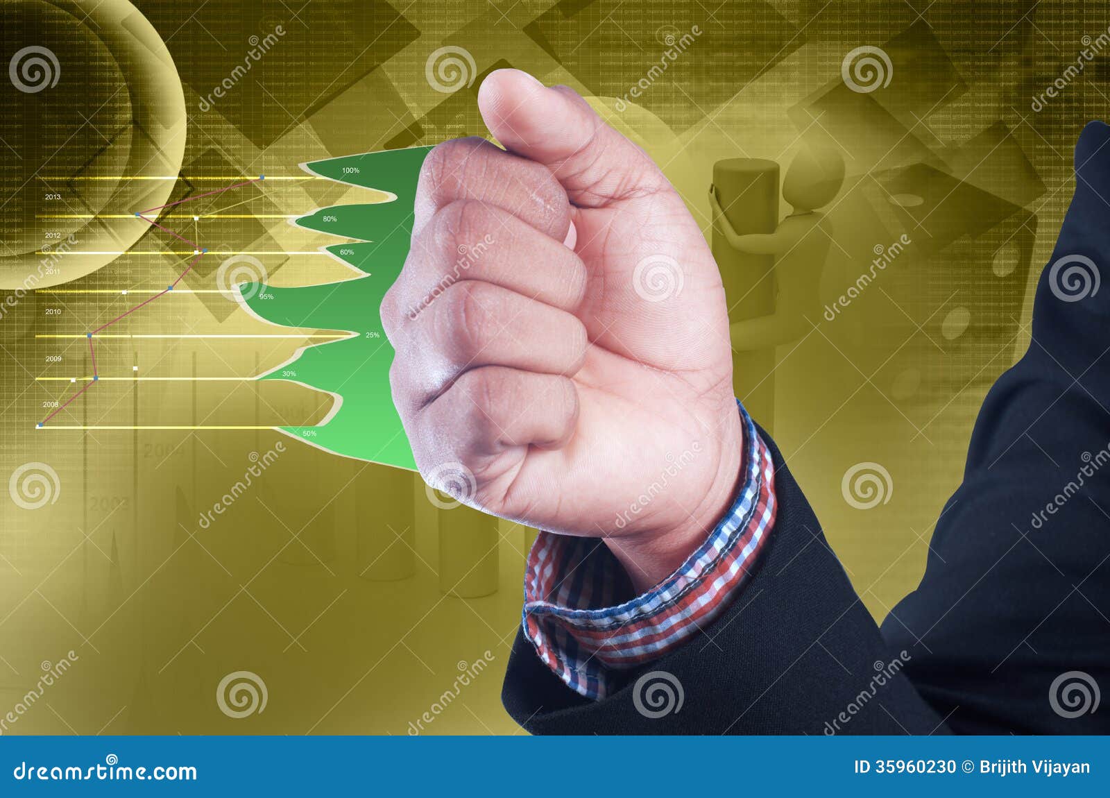 Front View of a Right Human Hand Punching Stock Photo - Image of profit ...