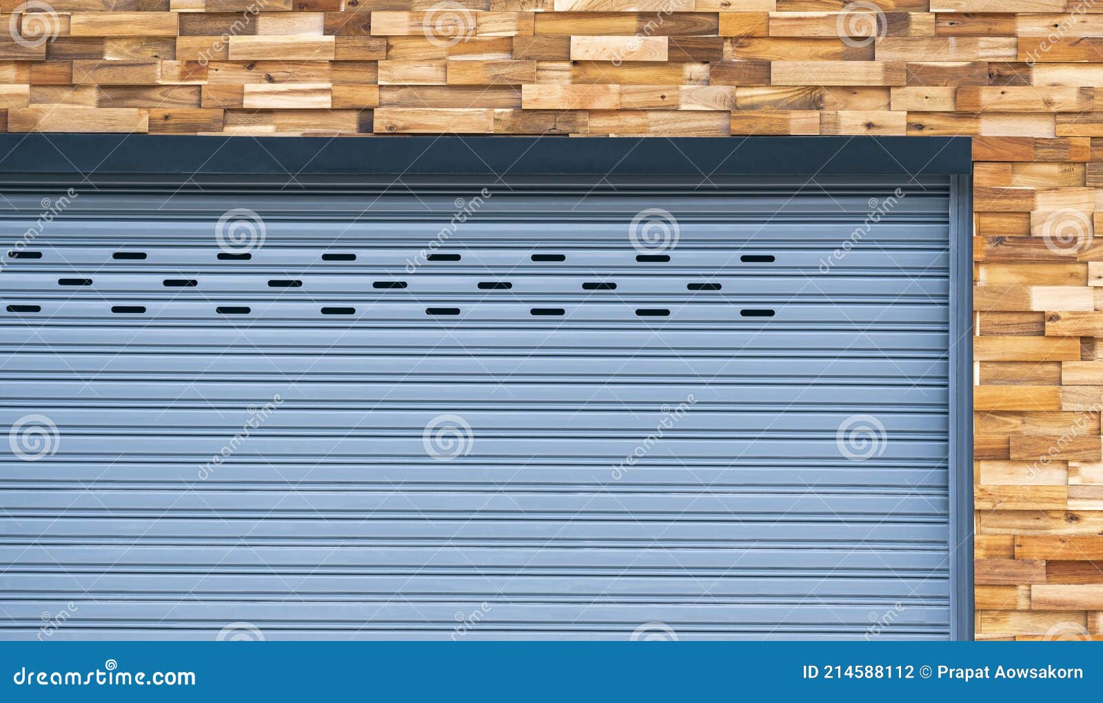Front View of Roller Shutter Door on Timber Wall Background Stock Photo ...