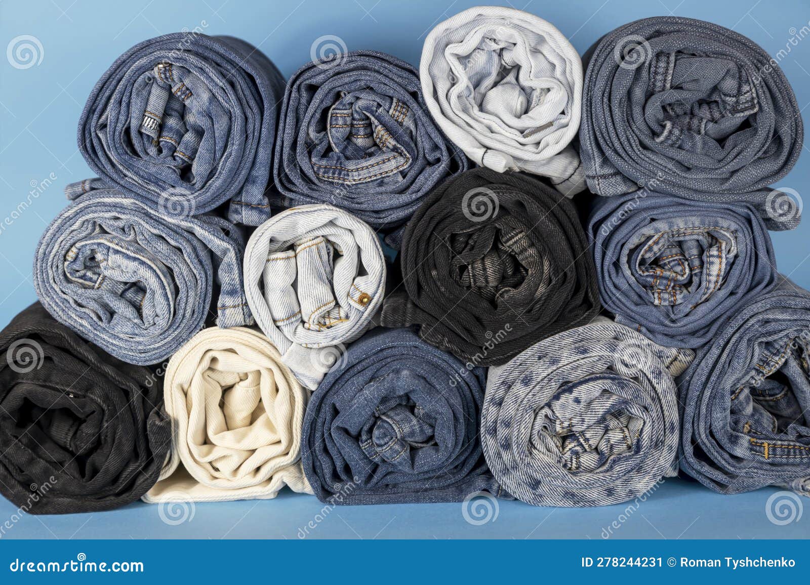 Front View, Rolls of Jeans. Texture of Denim Fabric. Stock Image ...