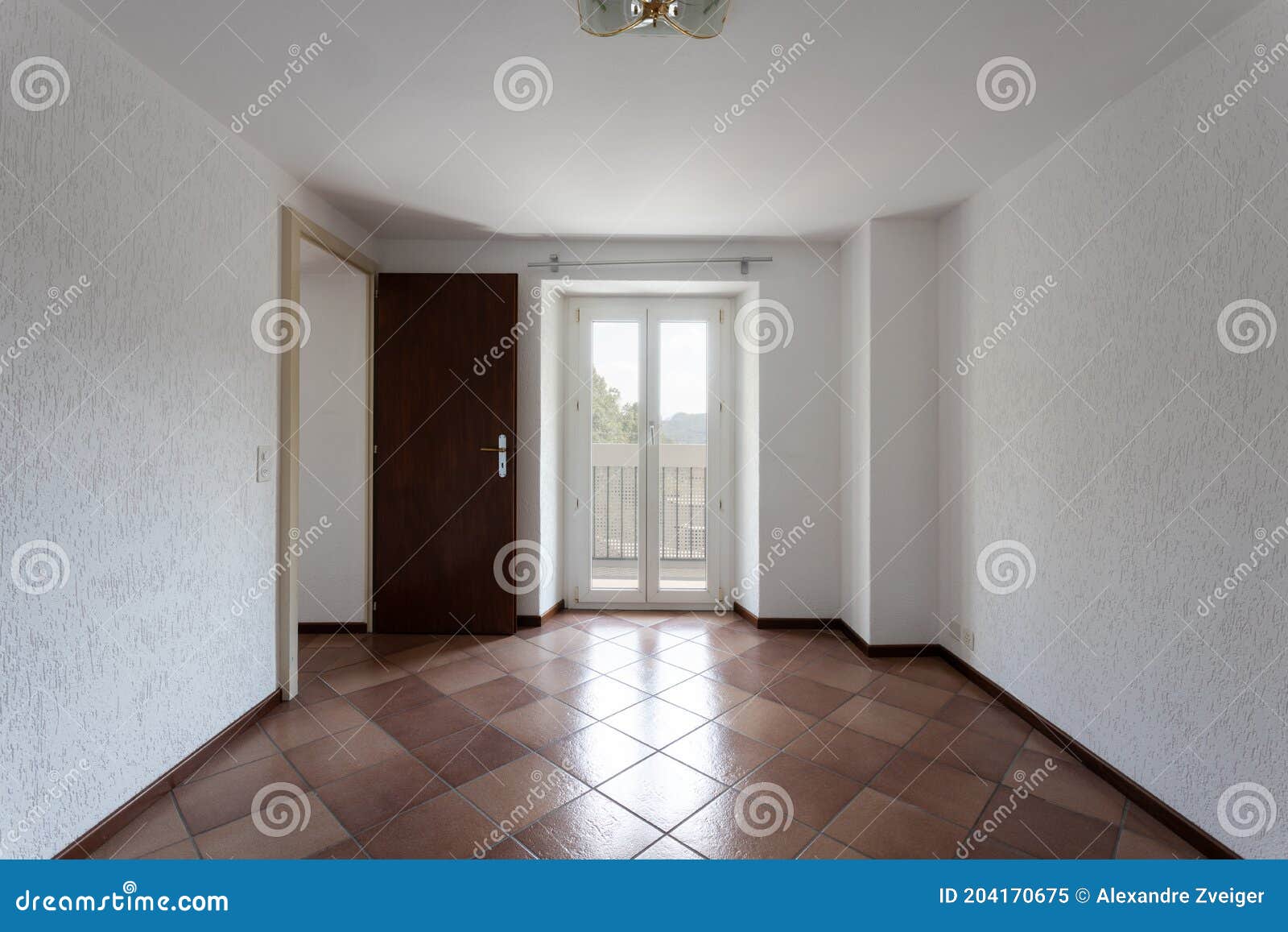 Front View of Room with White Walls and Window Looking Nature Stock ...