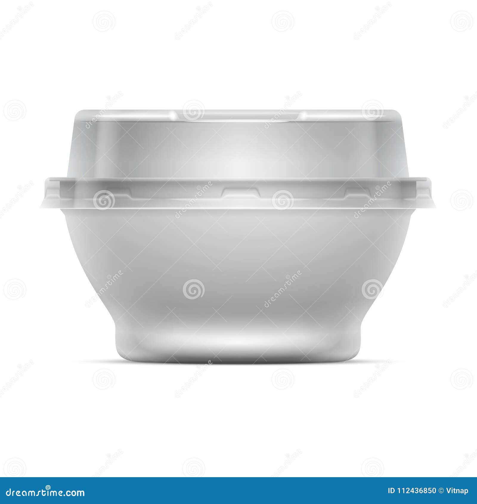 Front View of Round Container with Transparent Lid. Vector Packaging ...