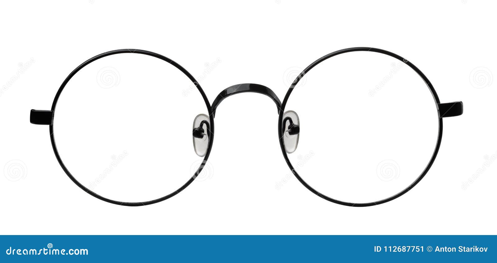 Front View of Round Eyeglasses Stock Image - Image of eyesight, design ...