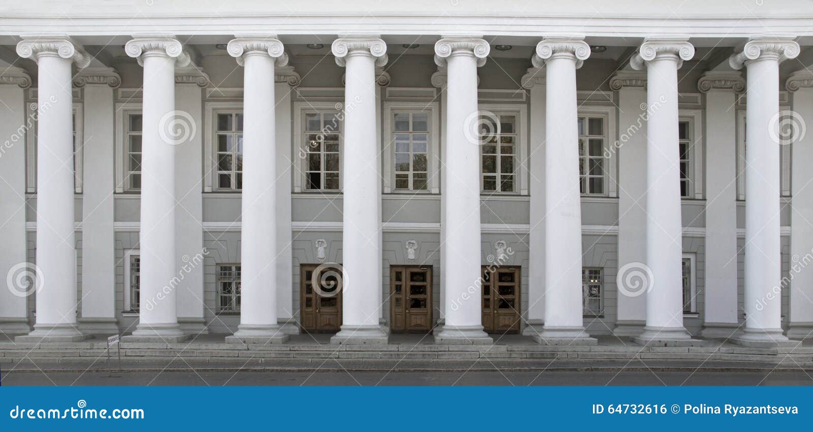 Front View of a Row of White Columns Stock Photo - Image of ...