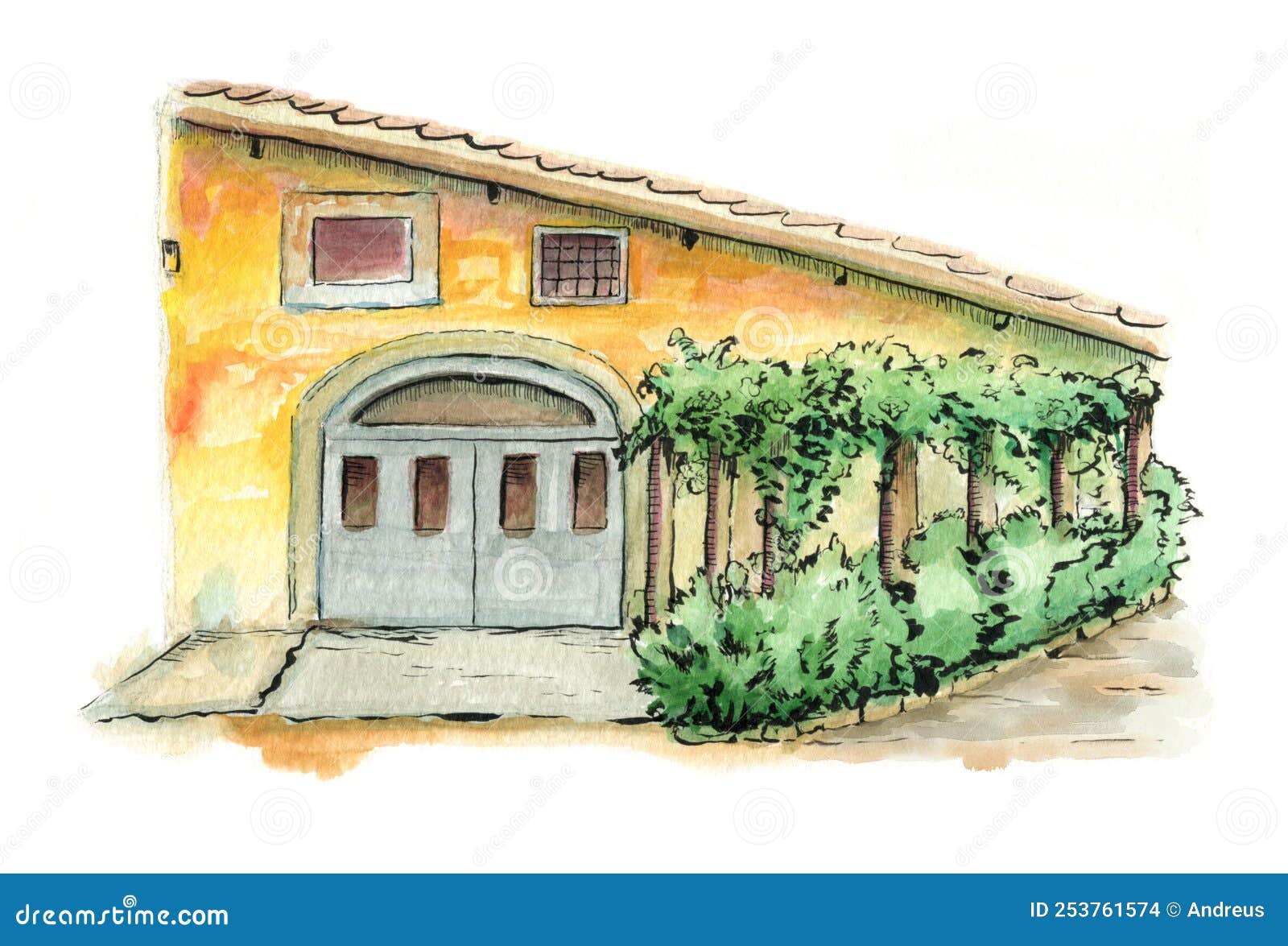 Rural Building And Agricultural Objects Set, Farmhouse, Mill, Tractor ...