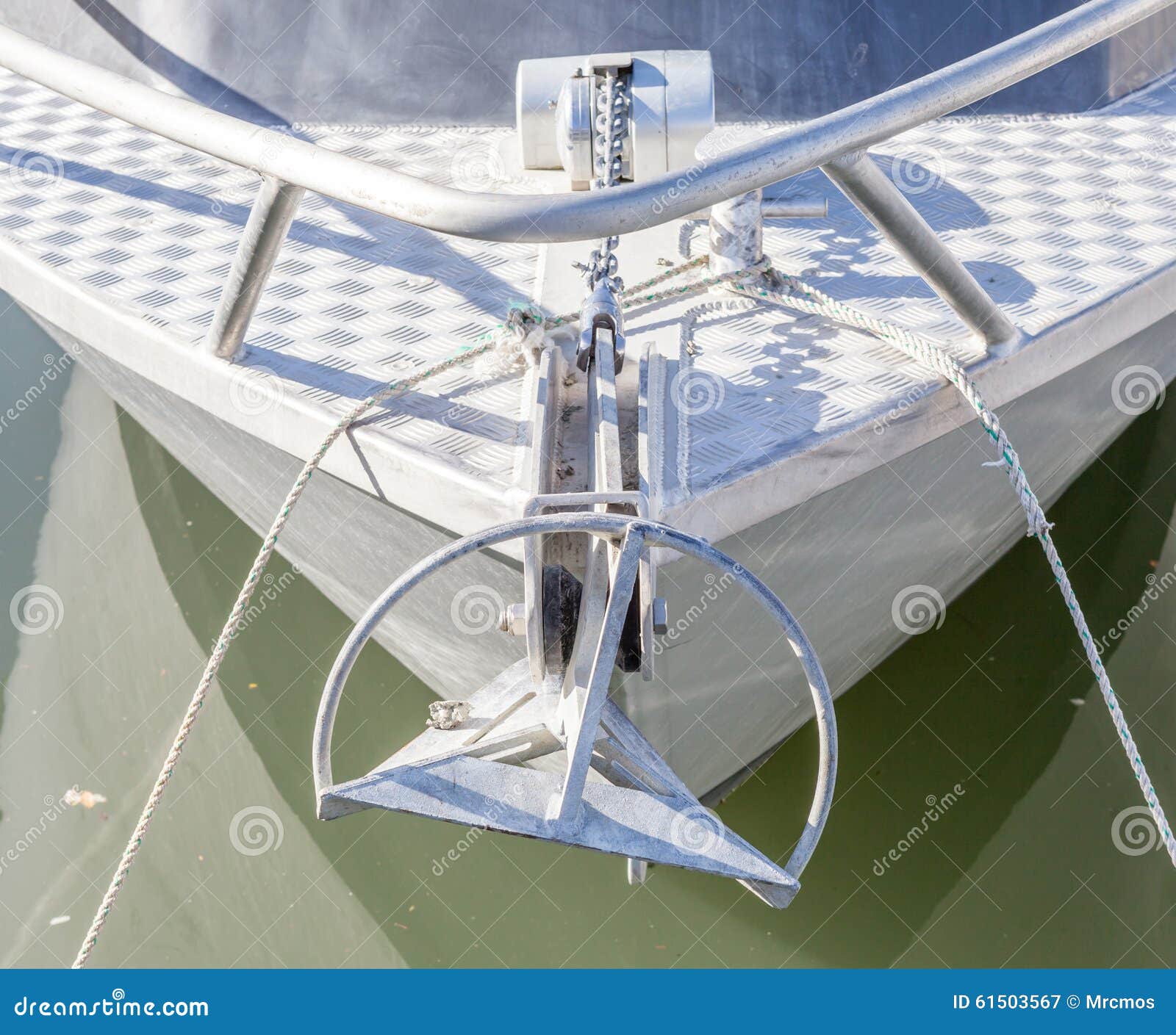 Front View of Sailboat Prow Moored in the Harbor. Stock Image - Image ...
