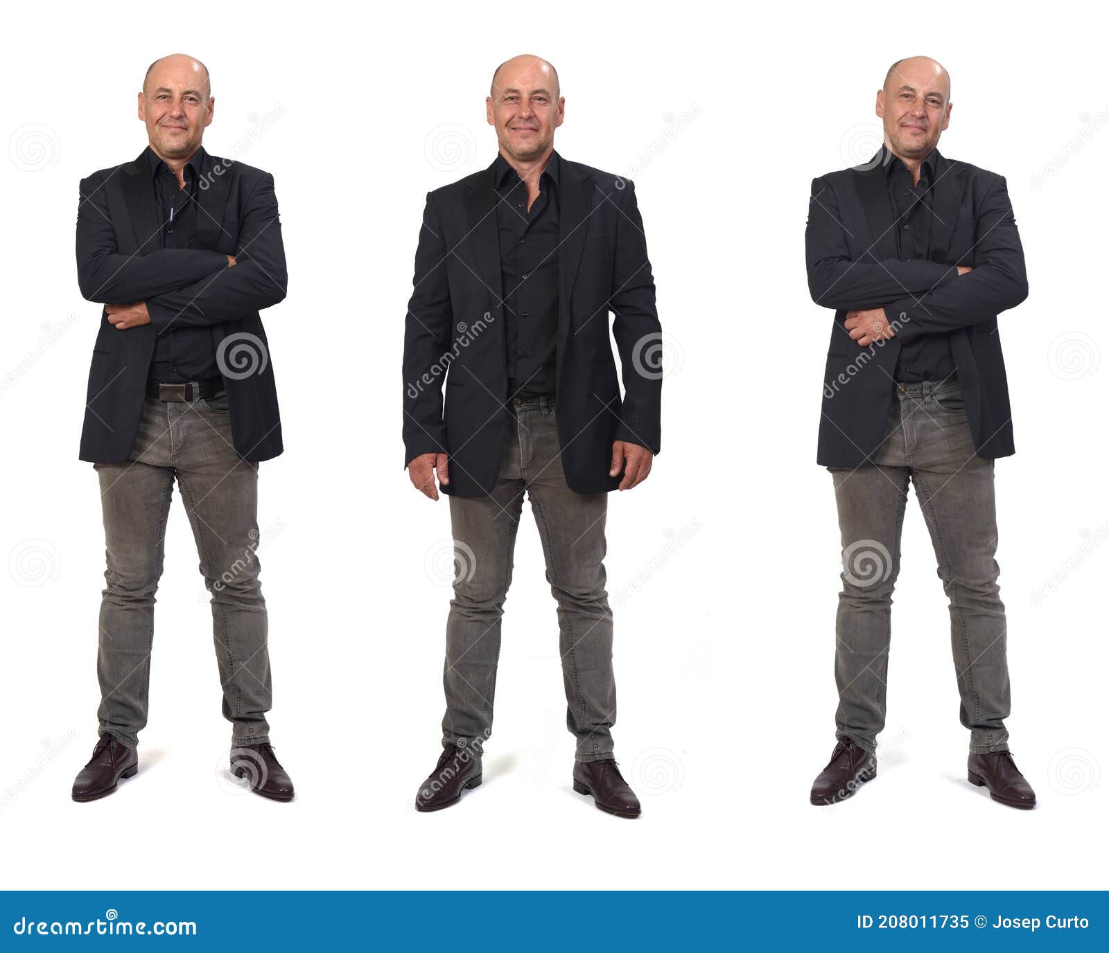 Front View of the Same Man with Various Poses Stock Image - Image of ...