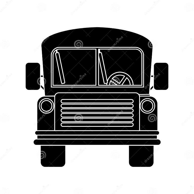 Front View School Bus with Wheels Stock Vector - Illustration of ...