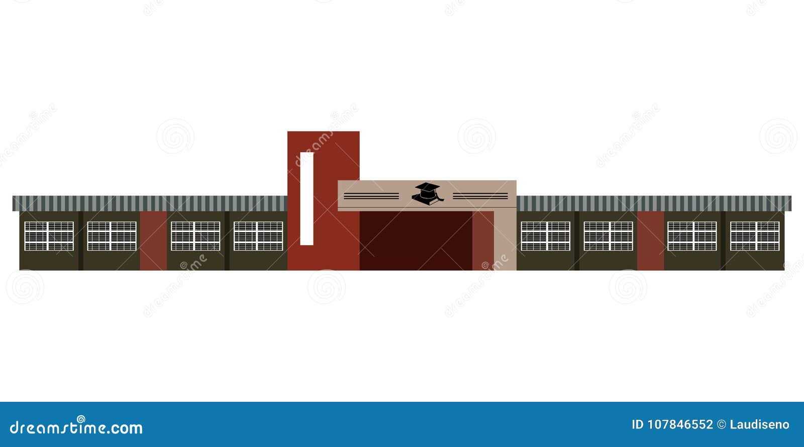 Front view of a School stock vector. Illustration of exterior - 107846552