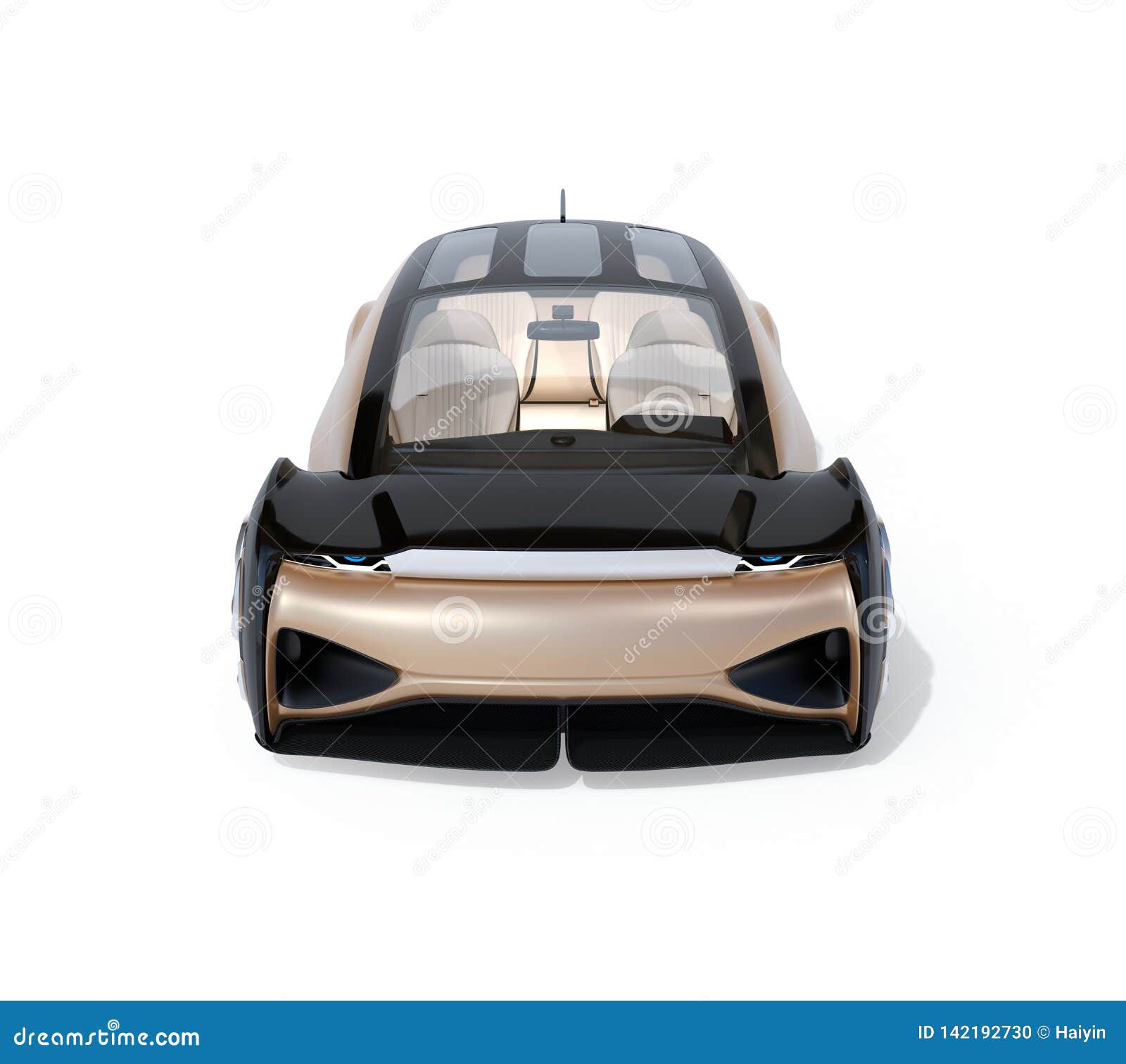 Front View of Self Driving Electric Car Isolated on White Background ...