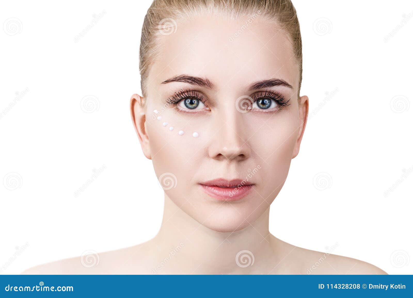 Front View on Sensual Woman with Cream Dots on Face. Stock Photo ...