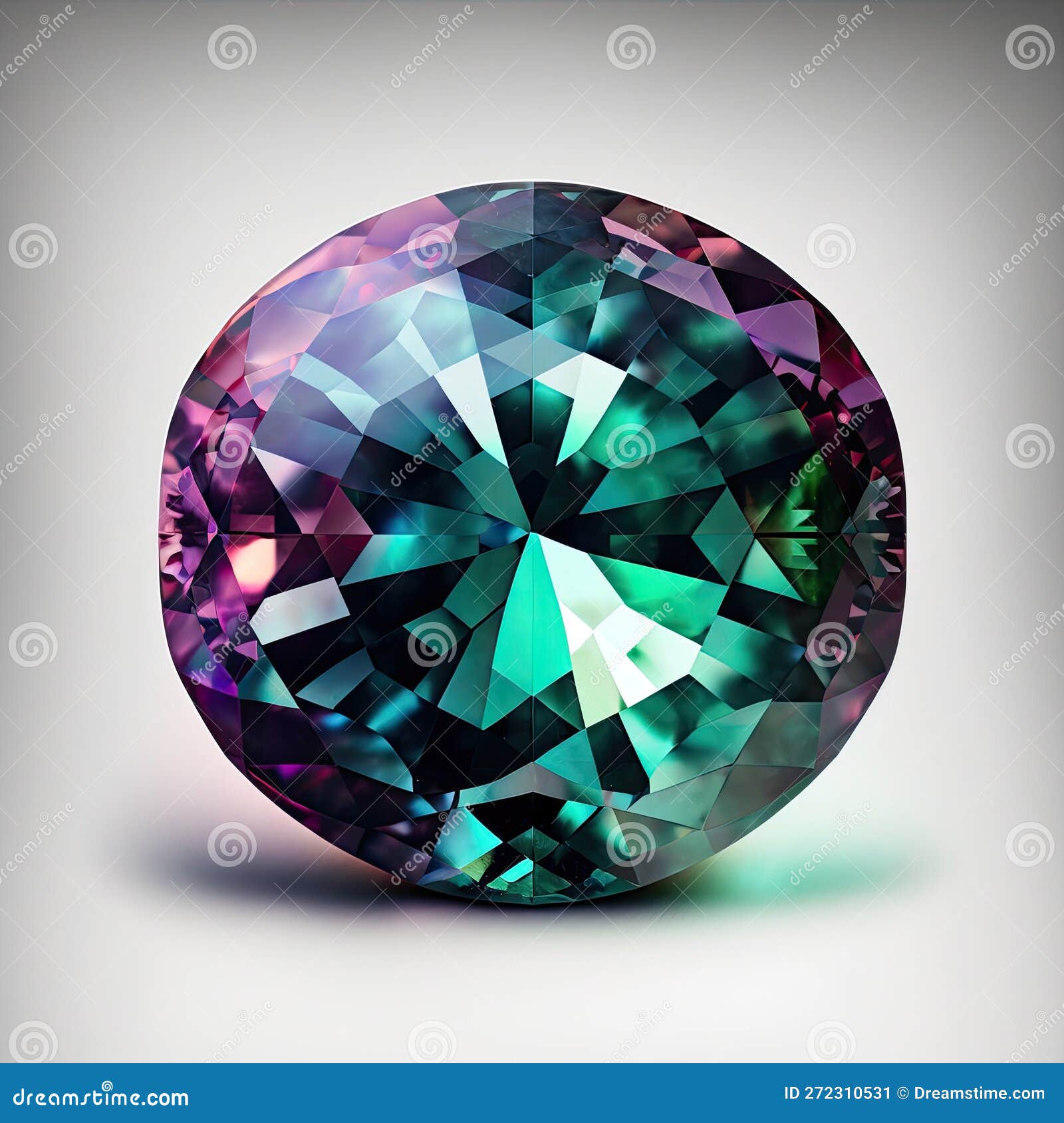 Front View of Shining Bright Alexandrite Gemstone Illustration on a ...