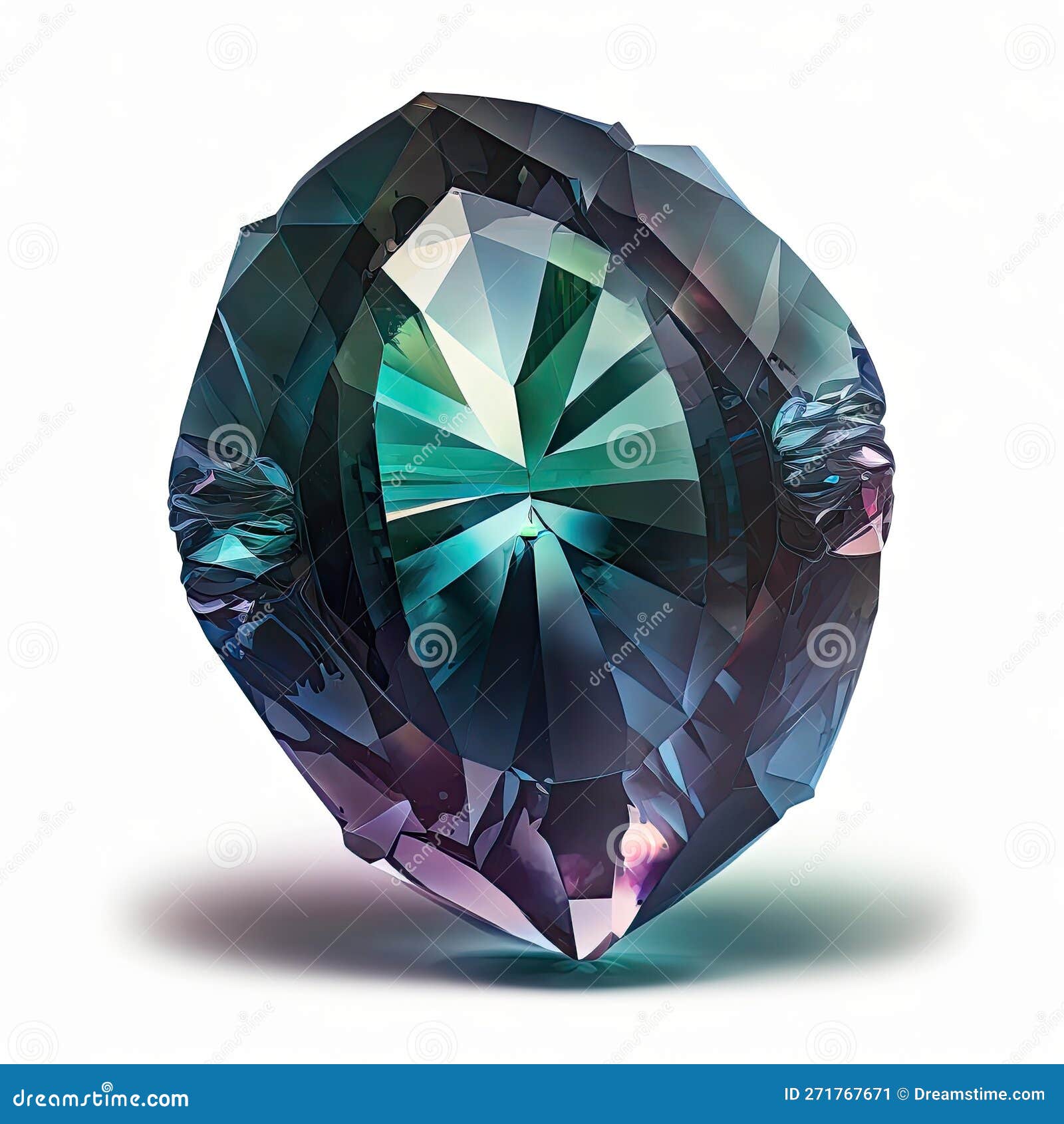 Front View of Shining Bright Alexandrite Gemstone Illustration on a ...