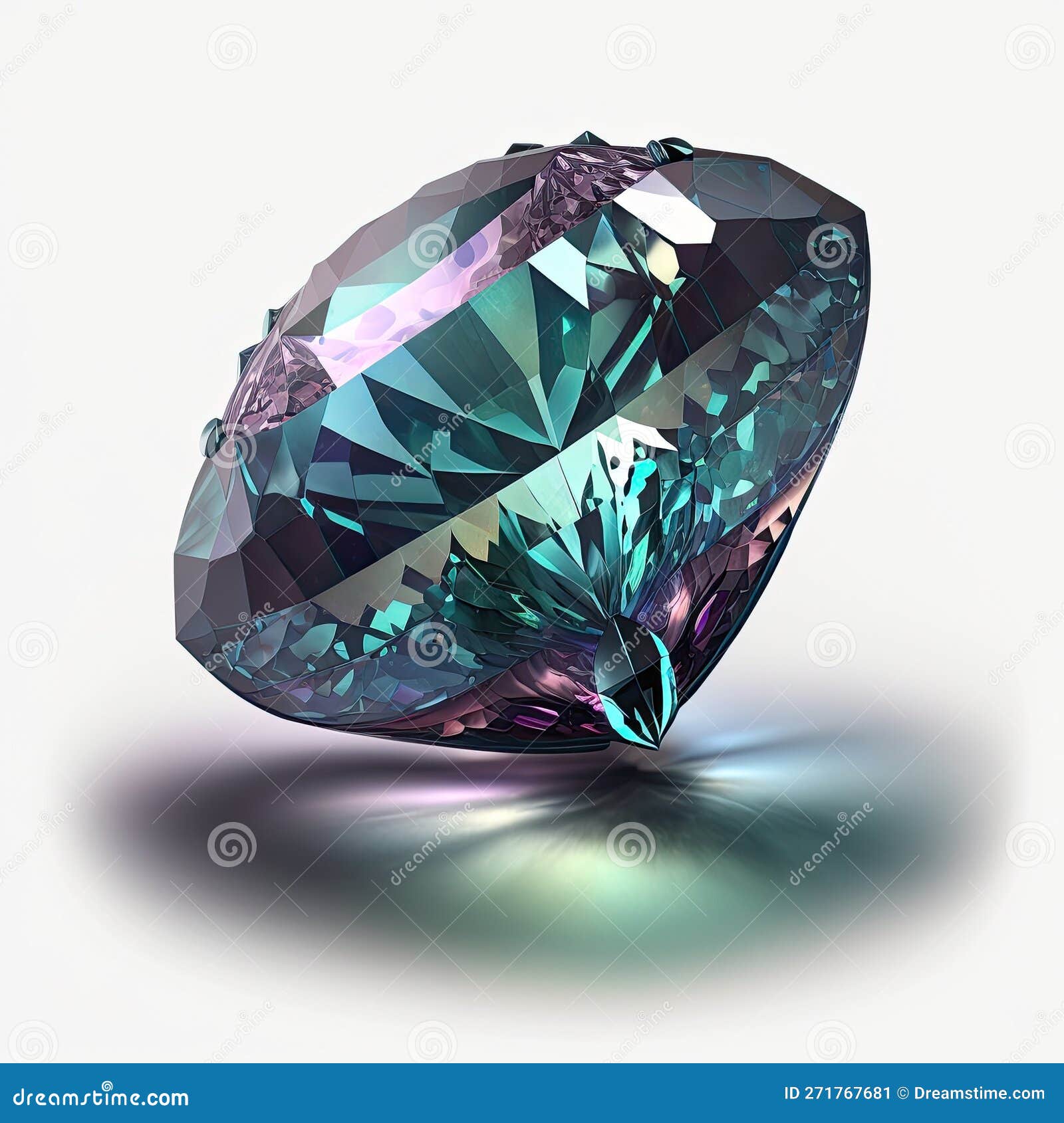 Front View of Shining Bright Alexandrite Gemstone Illustration on a ...