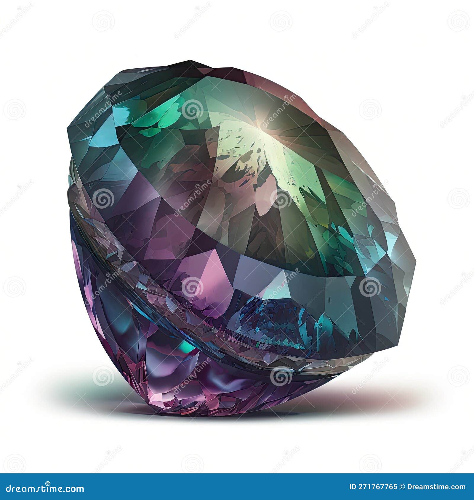 Front View of Shining Bright Alexandrite Gemstone Illustration on a ...
