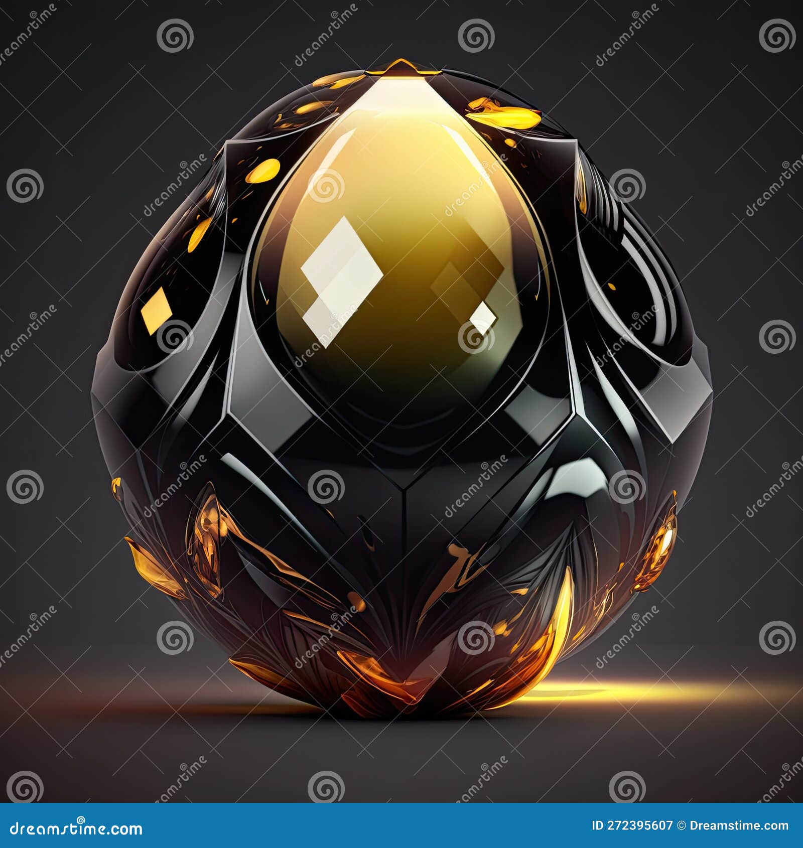 Front View of Shining Bright Onyx Gemstone Illustration on a Dark Black ...