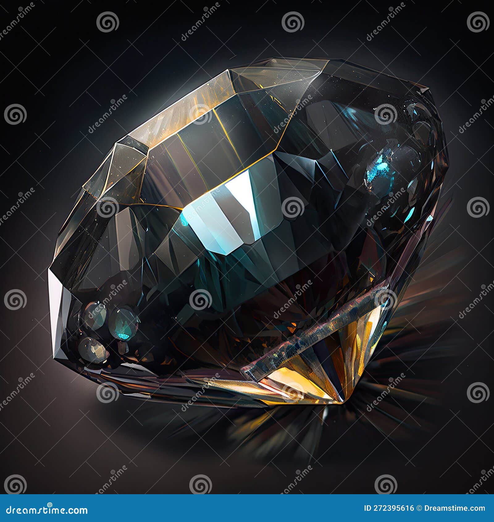 Front View of Shining Bright Onyx Gemstone Illustration on a Dark Black ...