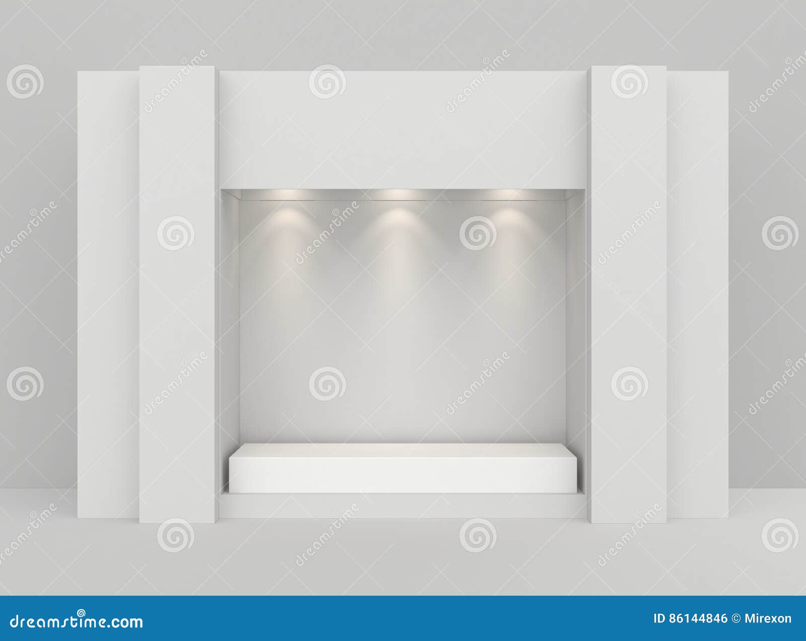 Front View of Shop Exterior Design with Pedestal Stock Illustration ...