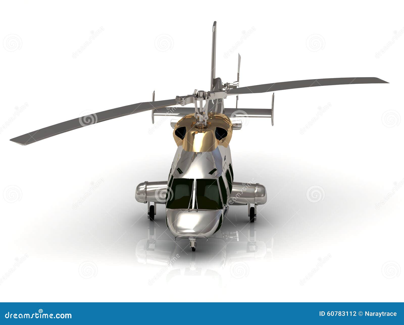 Front View of Silver Helicopter Stock Illustration - Illustration of ...