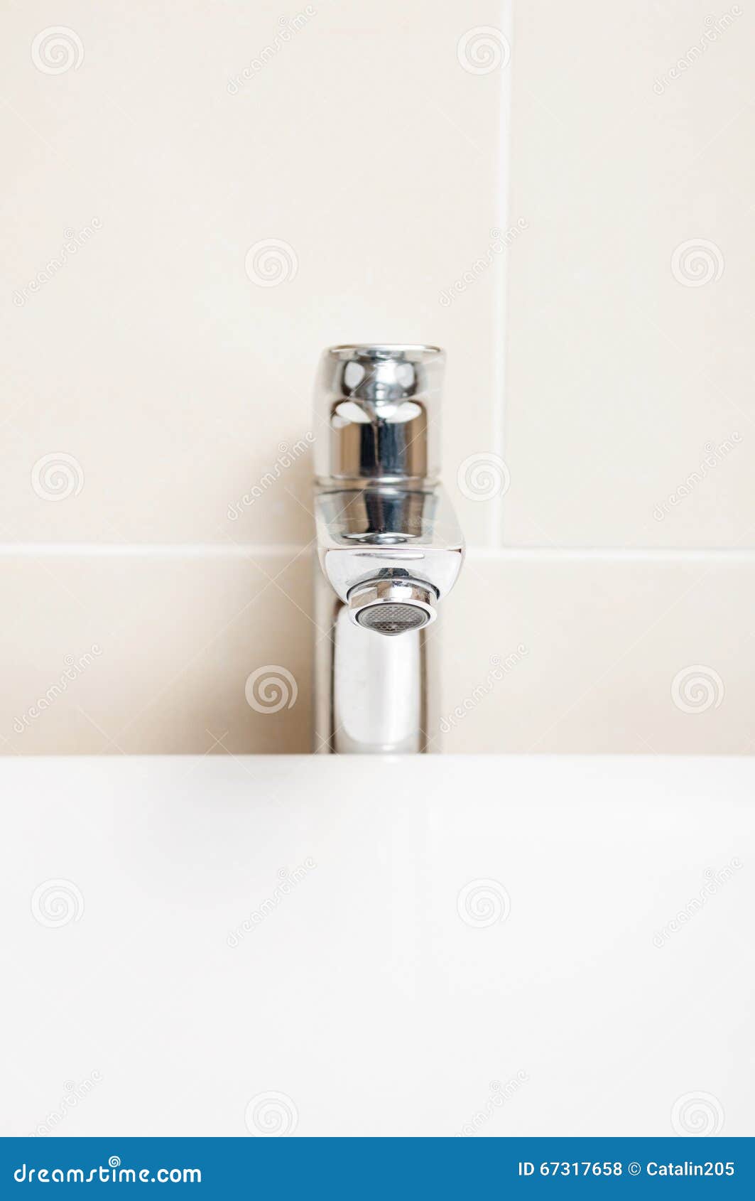 Front View of Silver Tap and White Sink Stock Photo - Image of modern ...