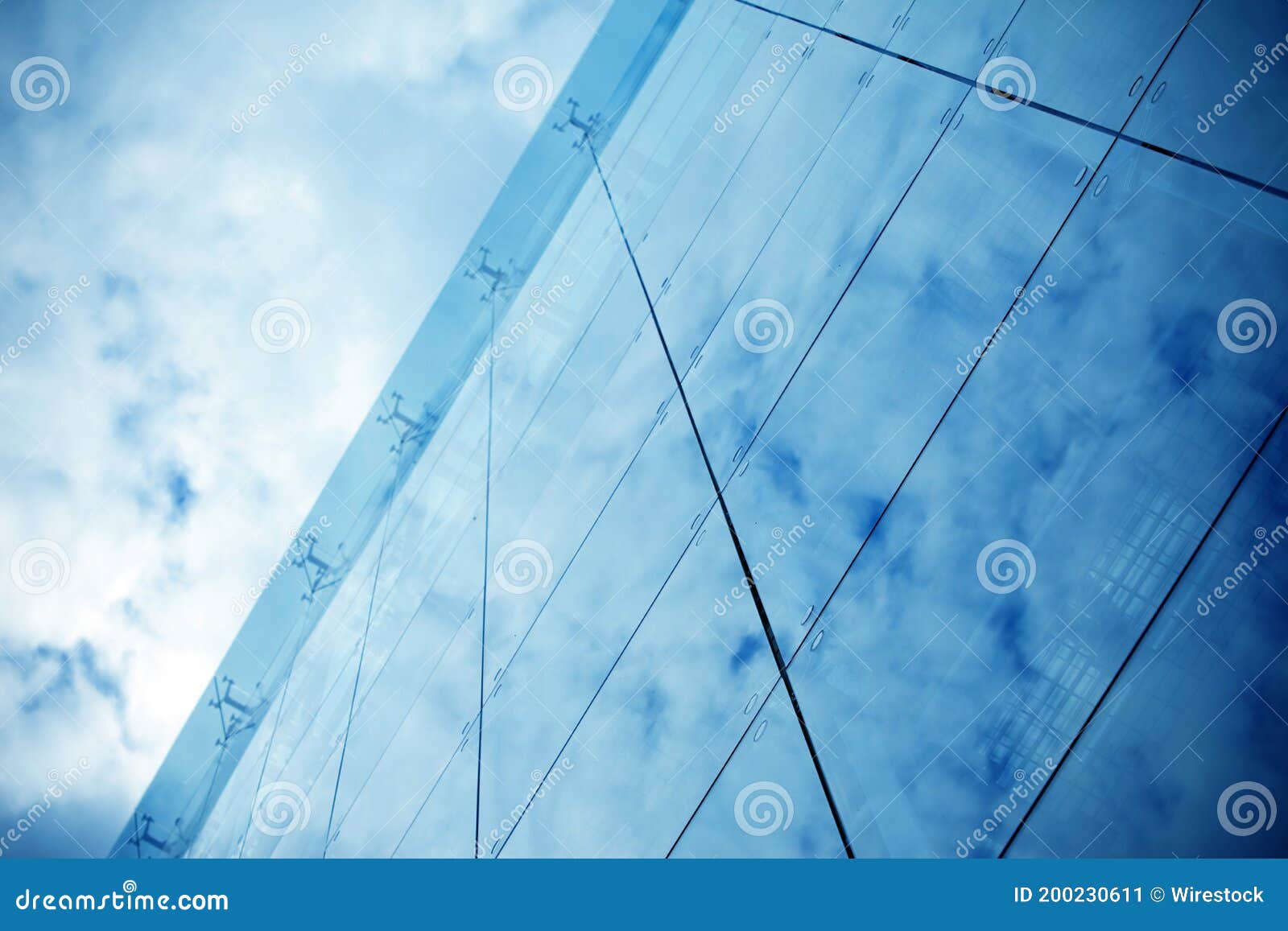 Front View of Sky and Cloud Reflection on Modern Office Building Glass ...
