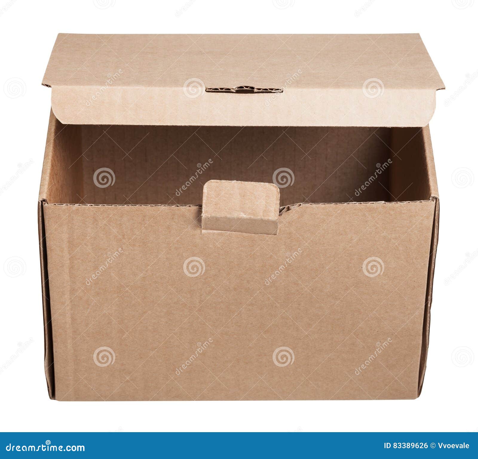 Front View of Slightly Open Cardboard Box Isolated Stock Photo - Image ...