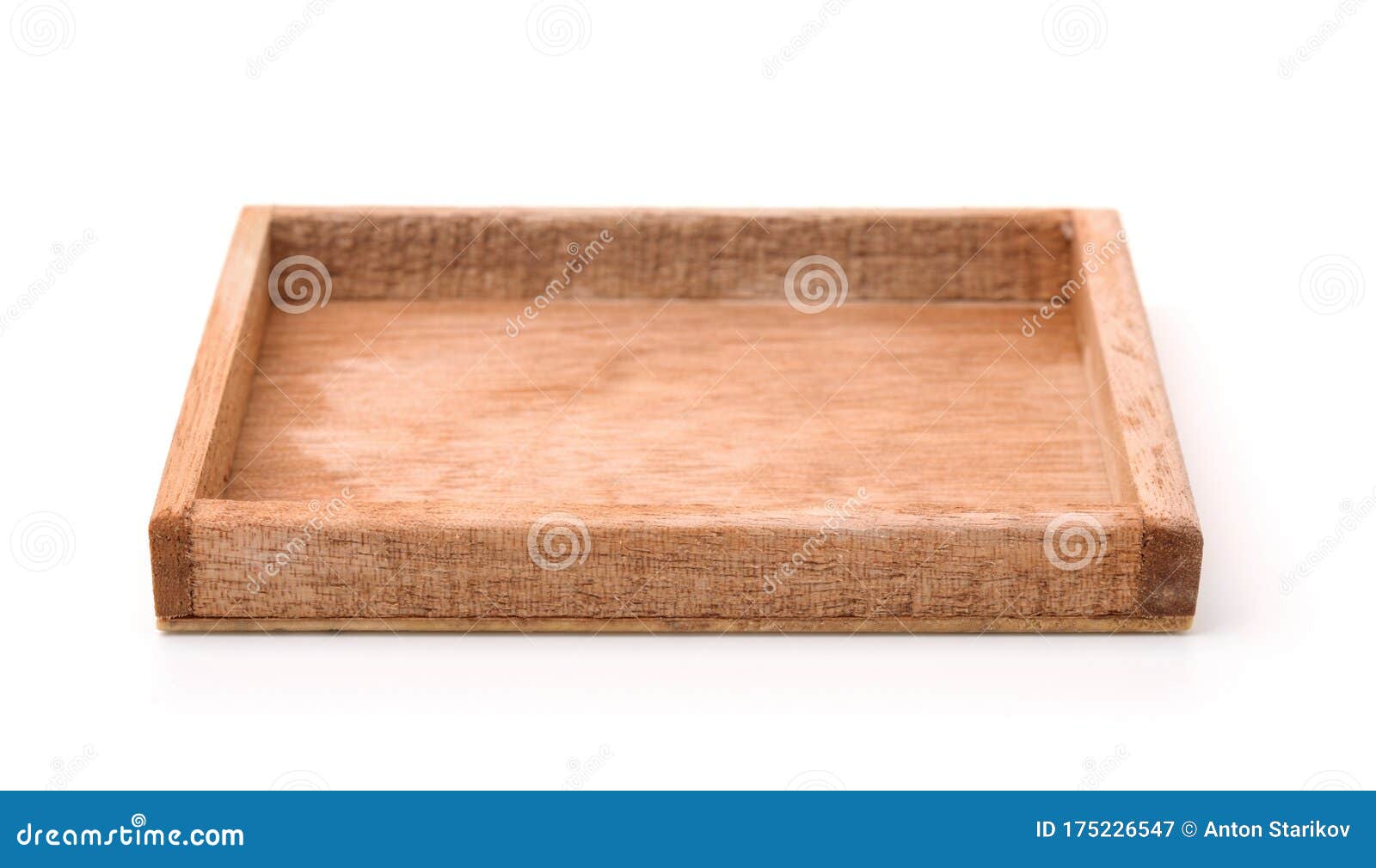 Front View of Small Empty Wooden Tray Stock Image - Image of brown ...