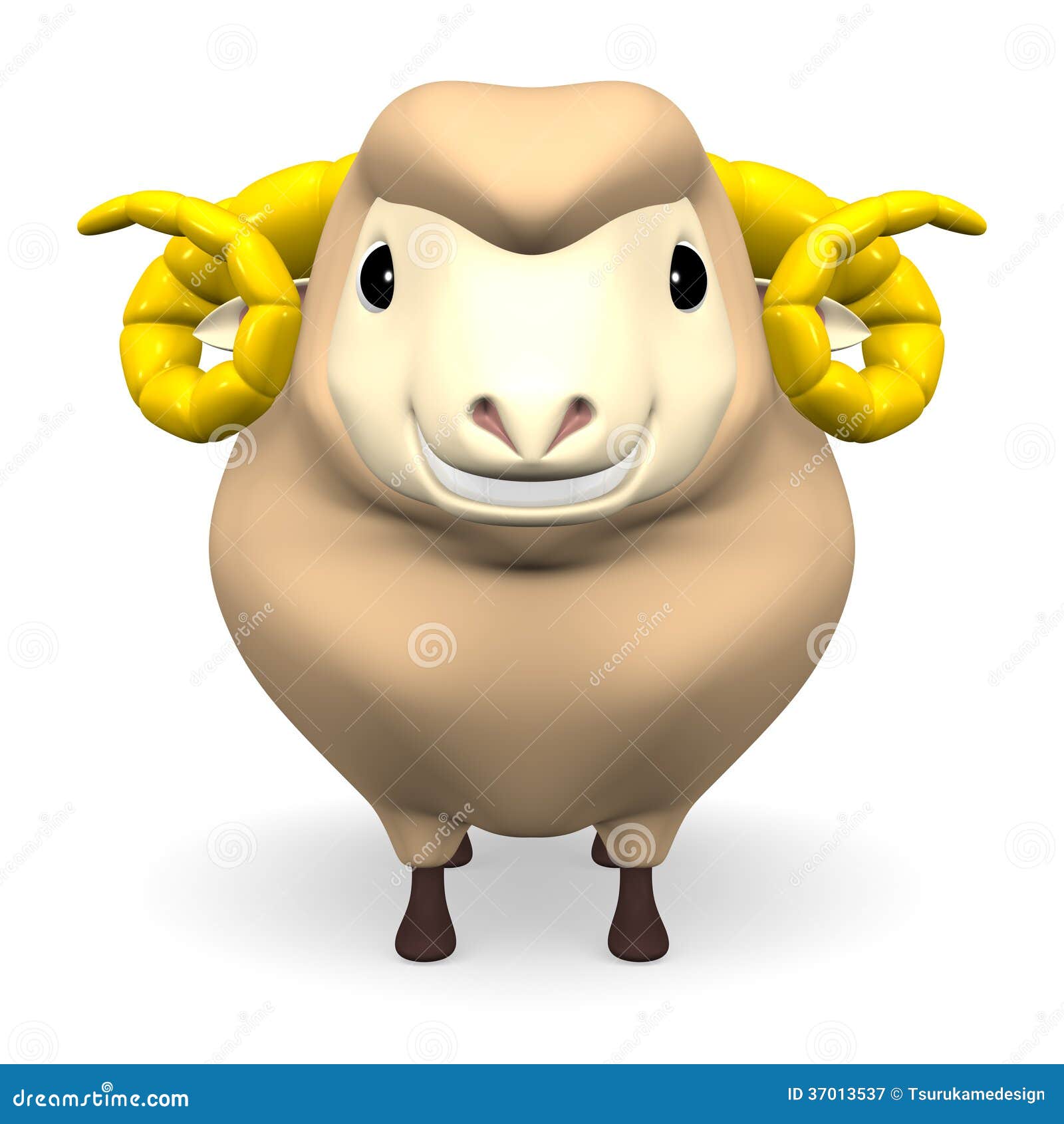 Front View of Smile Brown Sheep Stock Illustration - Illustration of ...