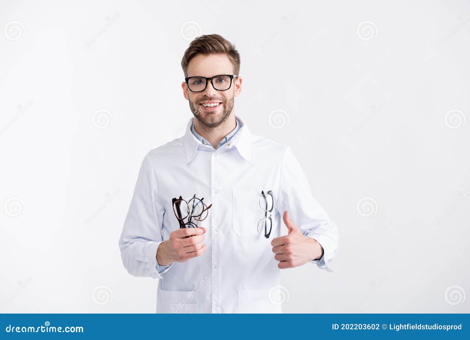 Front View of Doctor with Thumb Stock Photo - Image of pocket ...