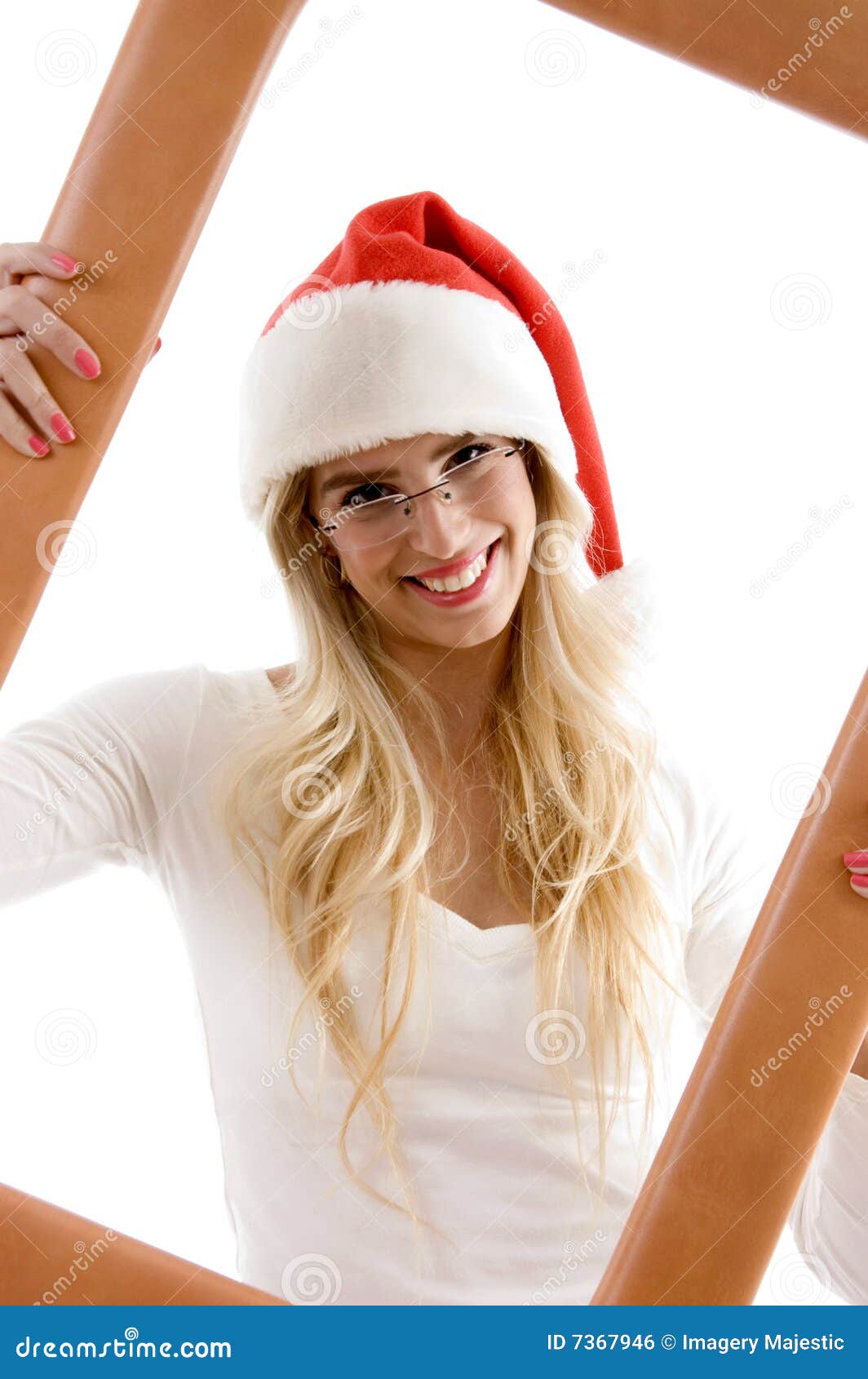 Front View of Smiling Woman Holding a Frame Stock Photo - Image of ...