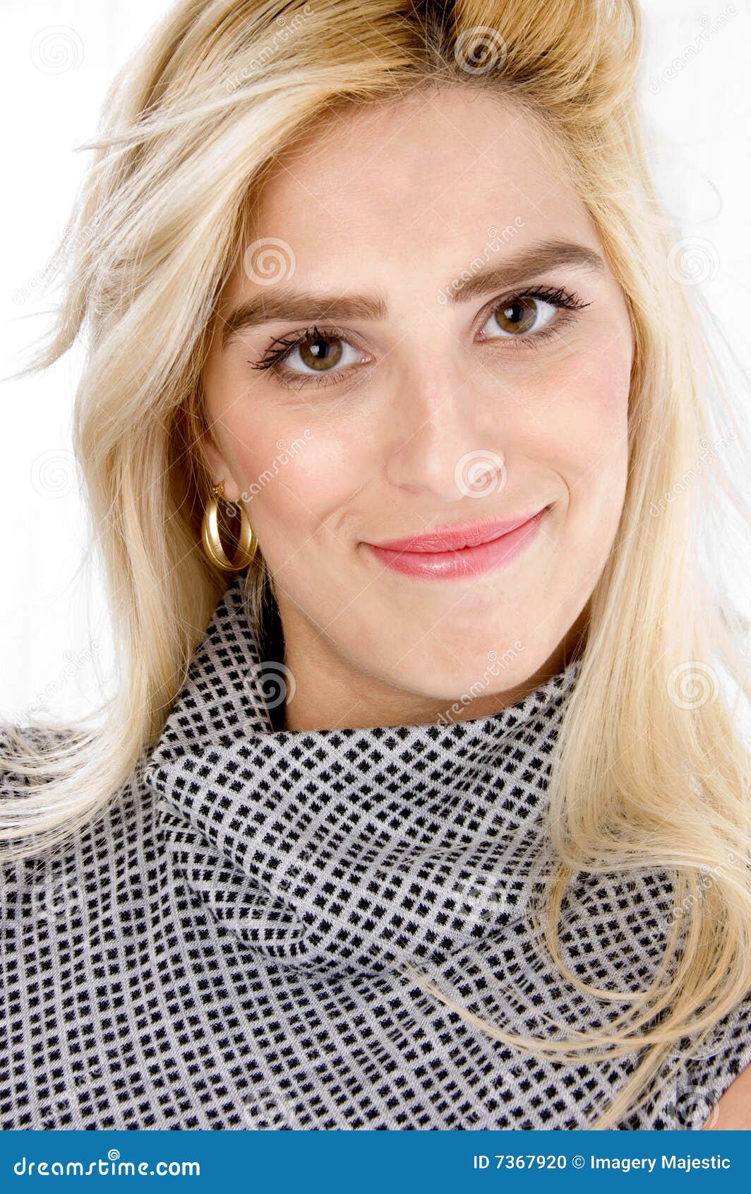 Front View of Smiling Young Model Stock Photo - Image of looking ...