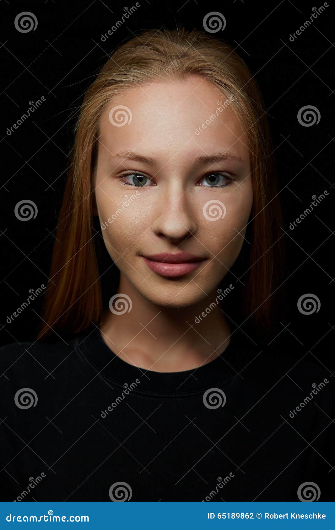 Front View of Smiling Young Woman Stock Photo - Image of neutral, face ...