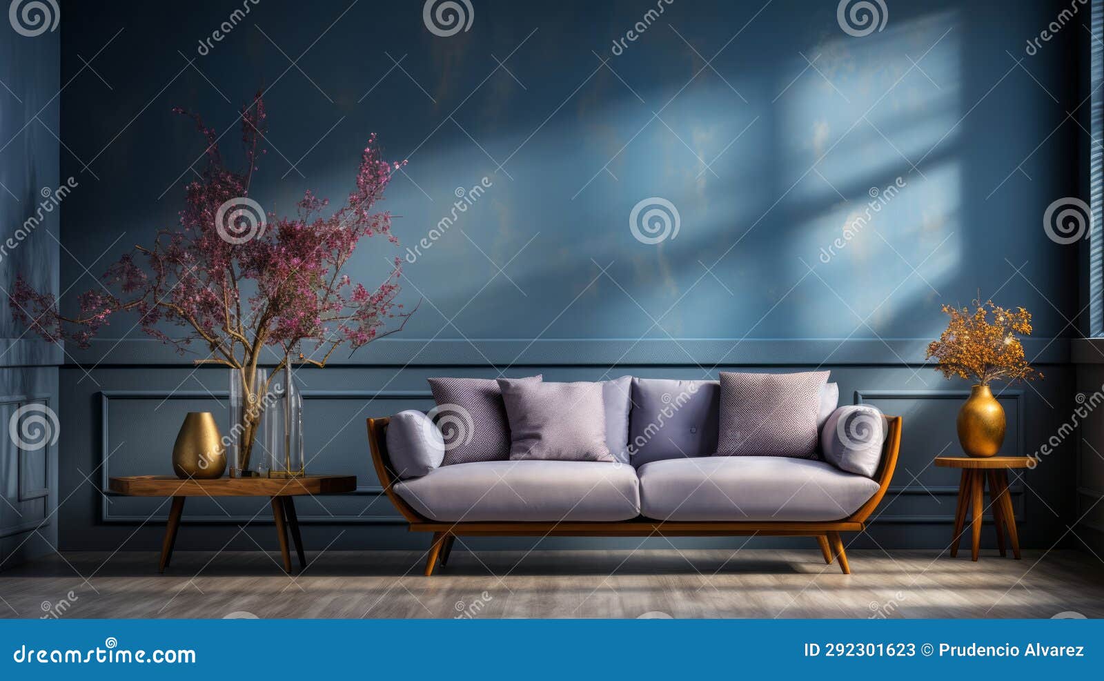 Front View of a Sofa in Interior Stock Illustration - Illustration of ...