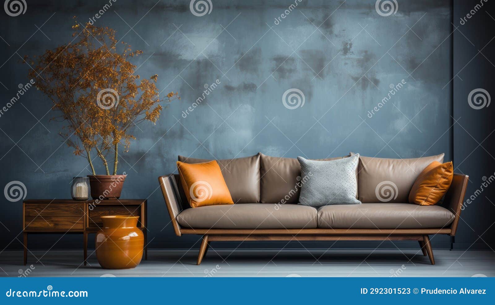 Front View of a Sofa in Interior Stock Illustration - Illustration of ...