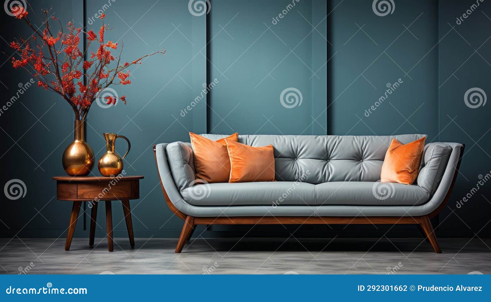 Front View of a Sofa in Interior Stock Illustration - Illustration of ...