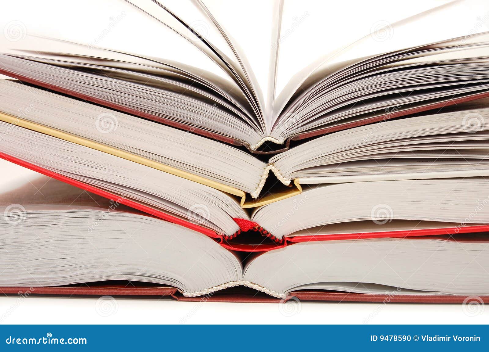 The Front View of a Stack of Open Books Stock Photo - Image of ...