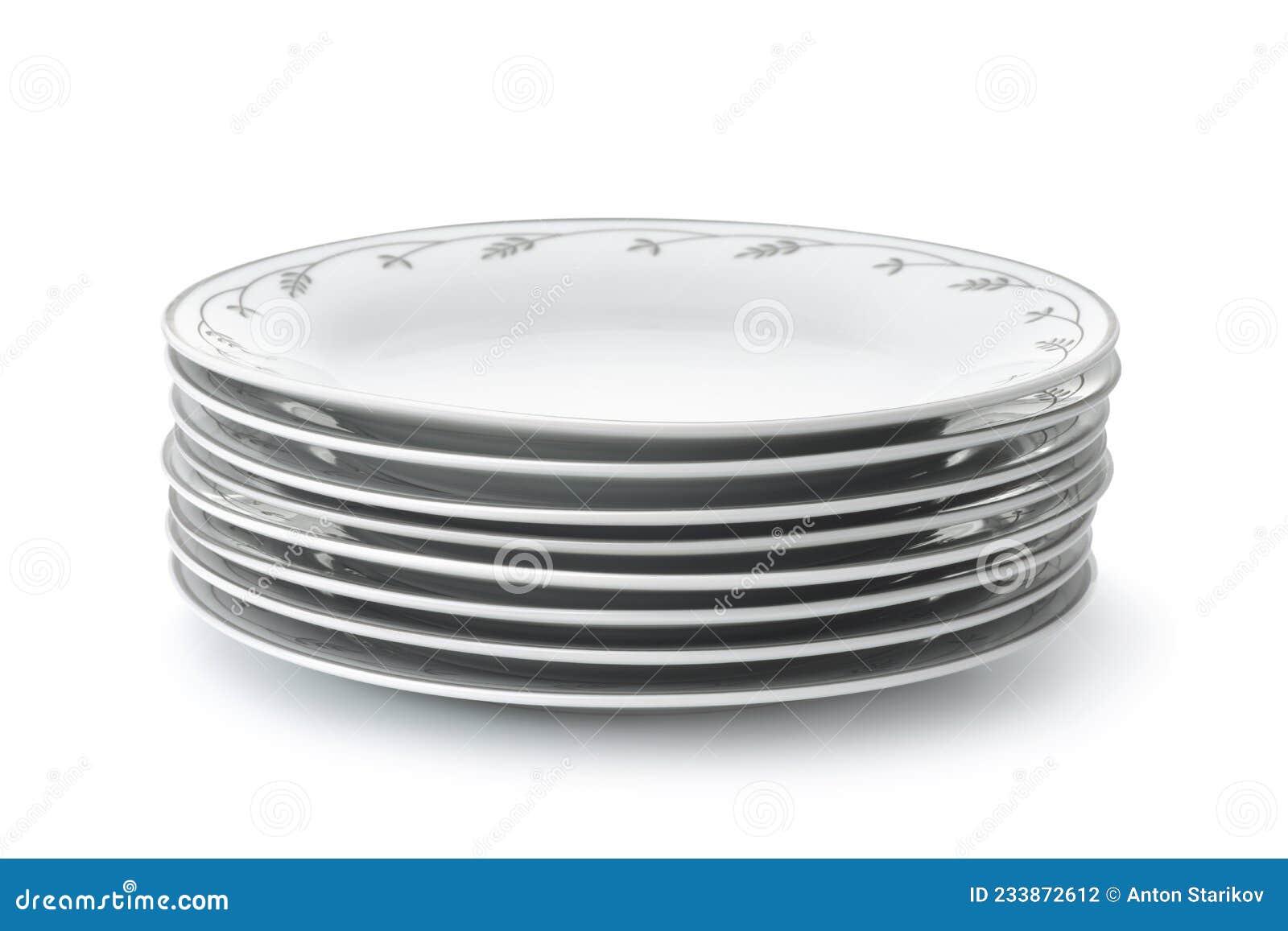 Front View of Stacked Clean Ceramic Dishes Stock Photo - Image of ...