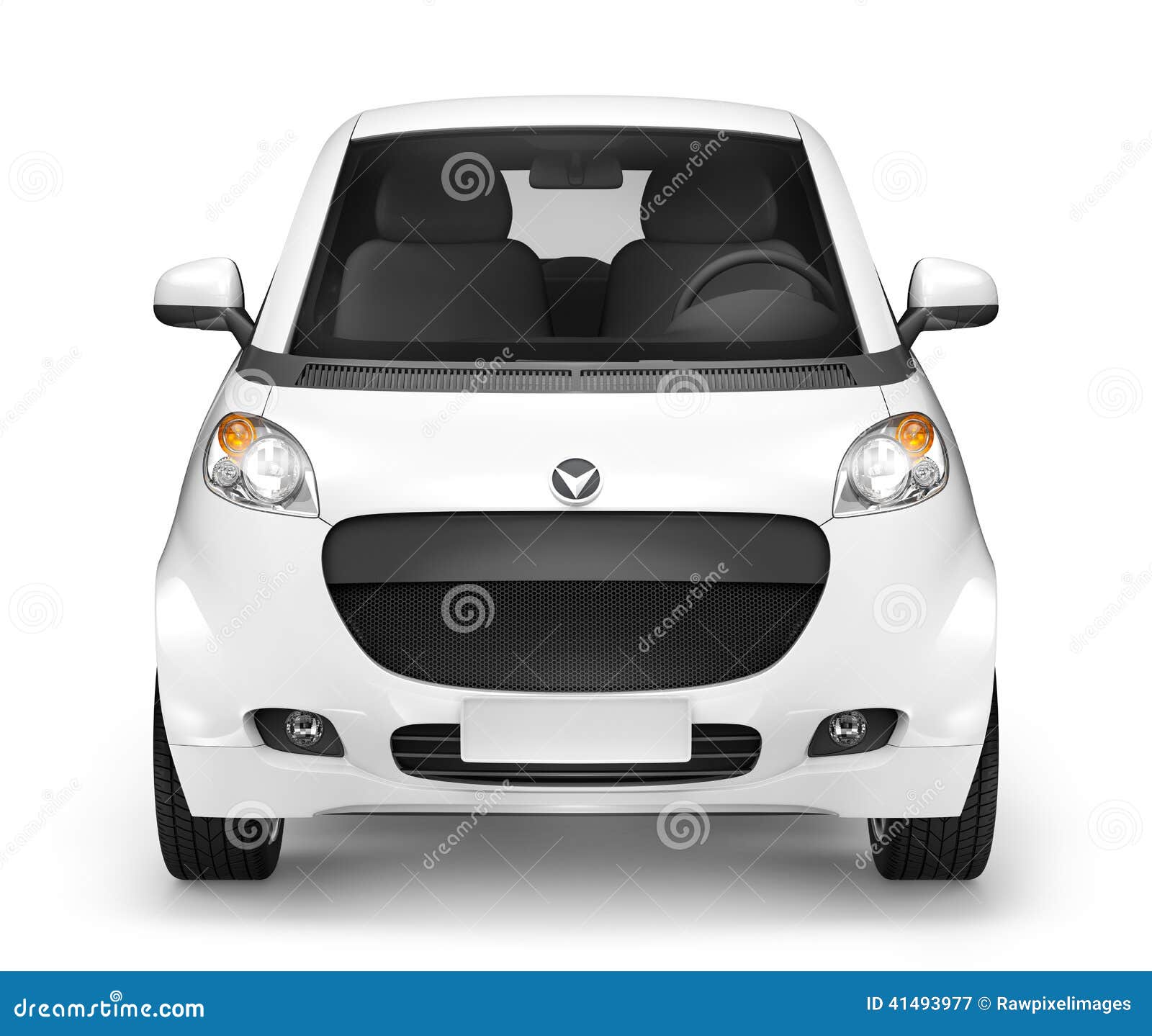 Front View Studio Shot of Three-Dimensional White Sedan Stock Image ...