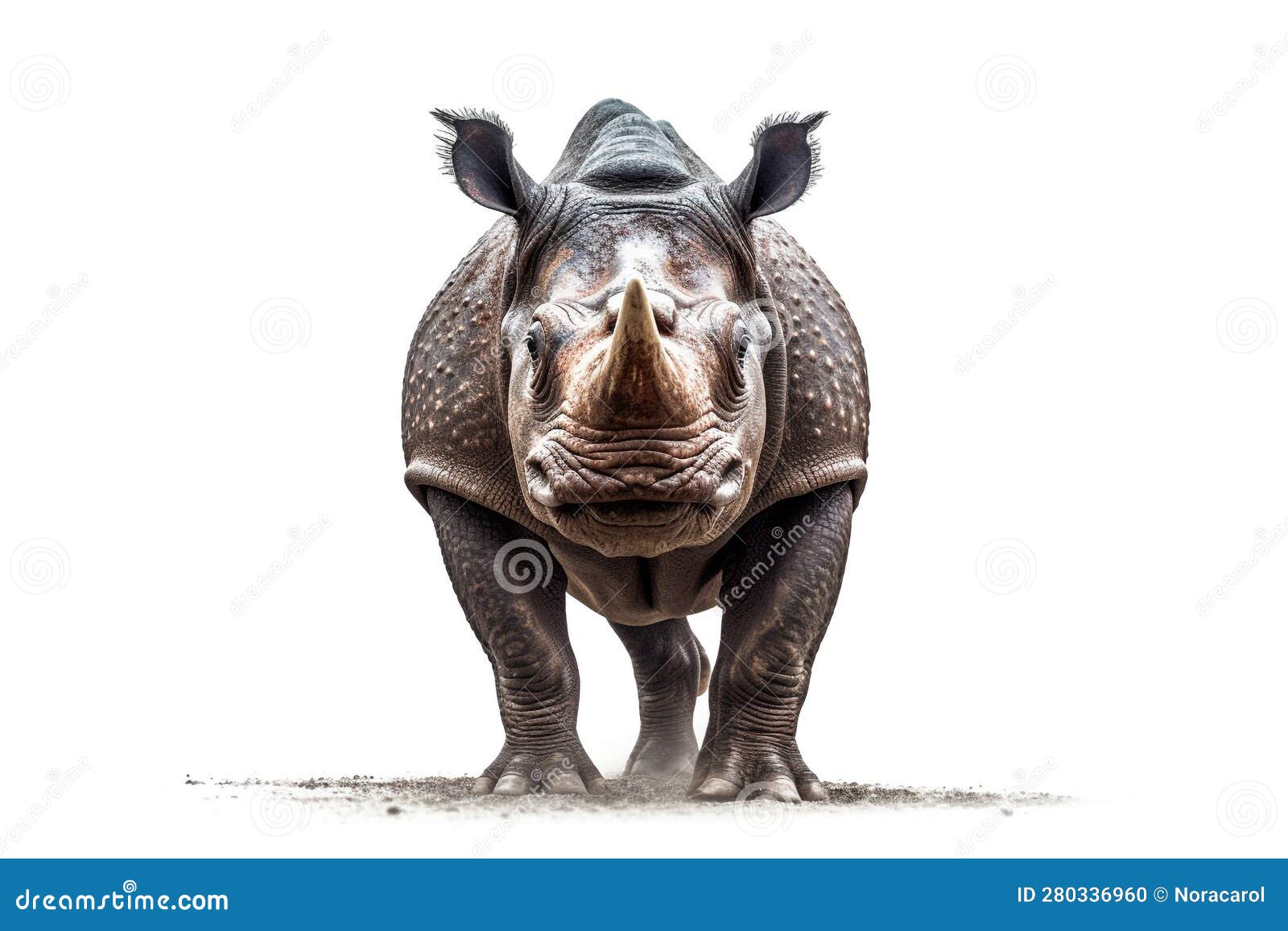 Front View of Sumatran Rhino Generative AI Stock Illustration ...