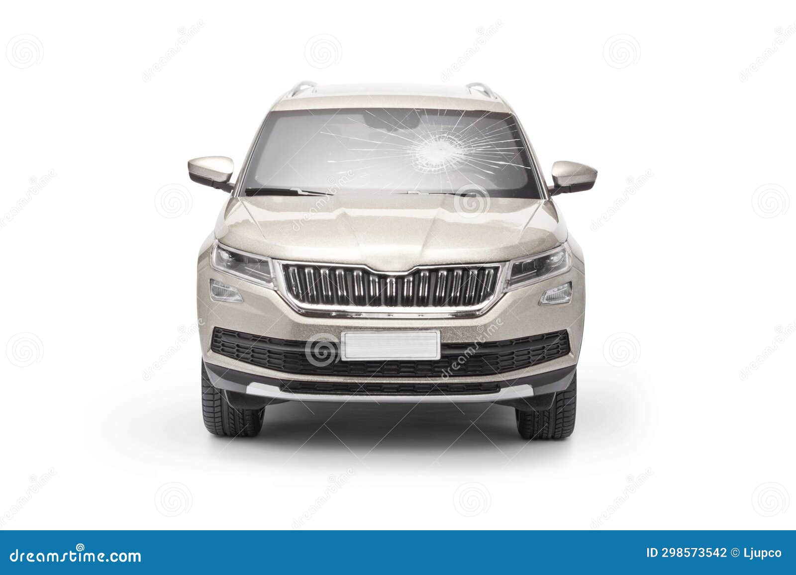 Front View of a SUV with a Broken Windscreen Stock Photo - Image of ...