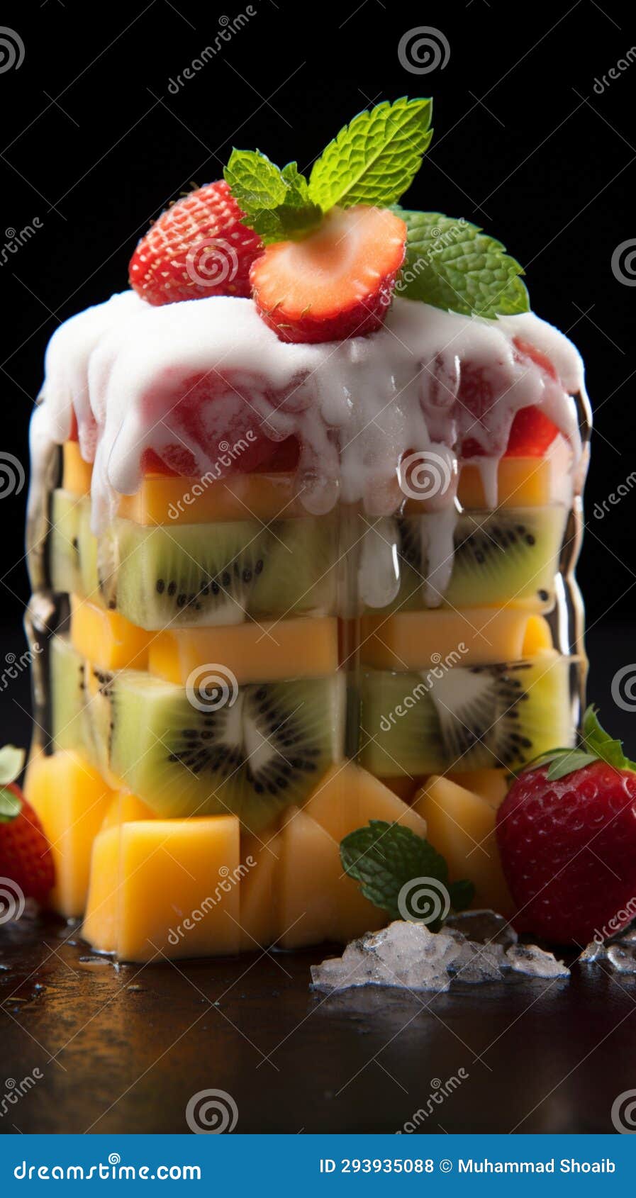 Front View Of A Tantalizing Brazilian Fruit Dessert Frozen To Perfection Stock Illustration 5187