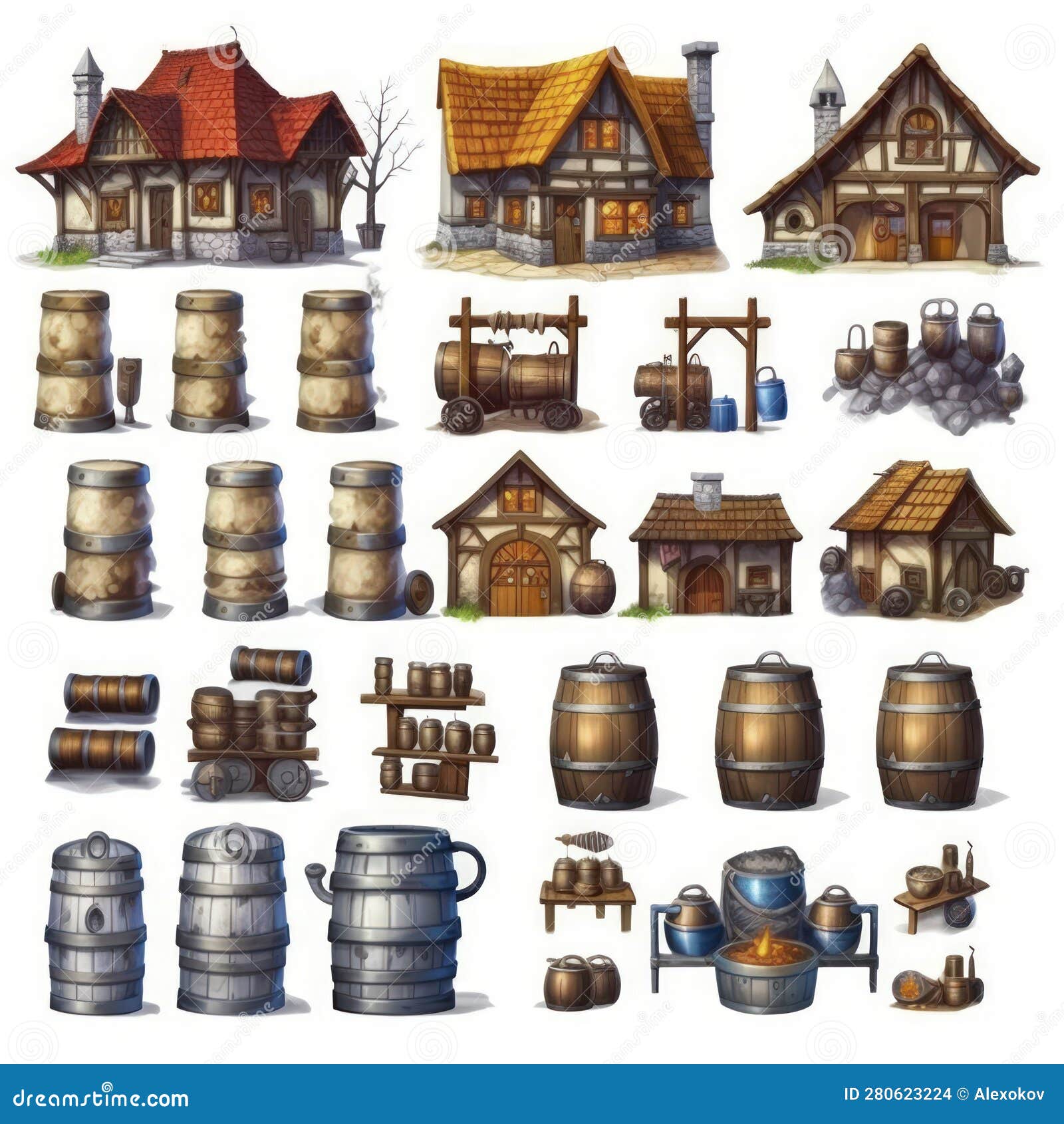 Front View of Tavern in Heroes of Might and Magic Style . Stock ...