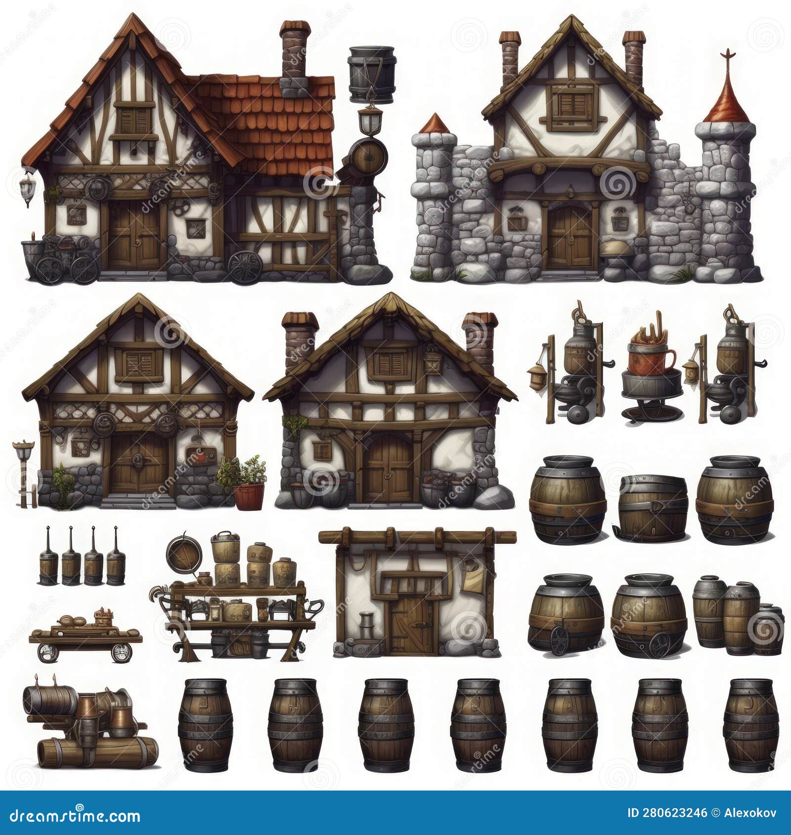 Front View of Tavern in Heroes of Might and Magic Style . Stock ...