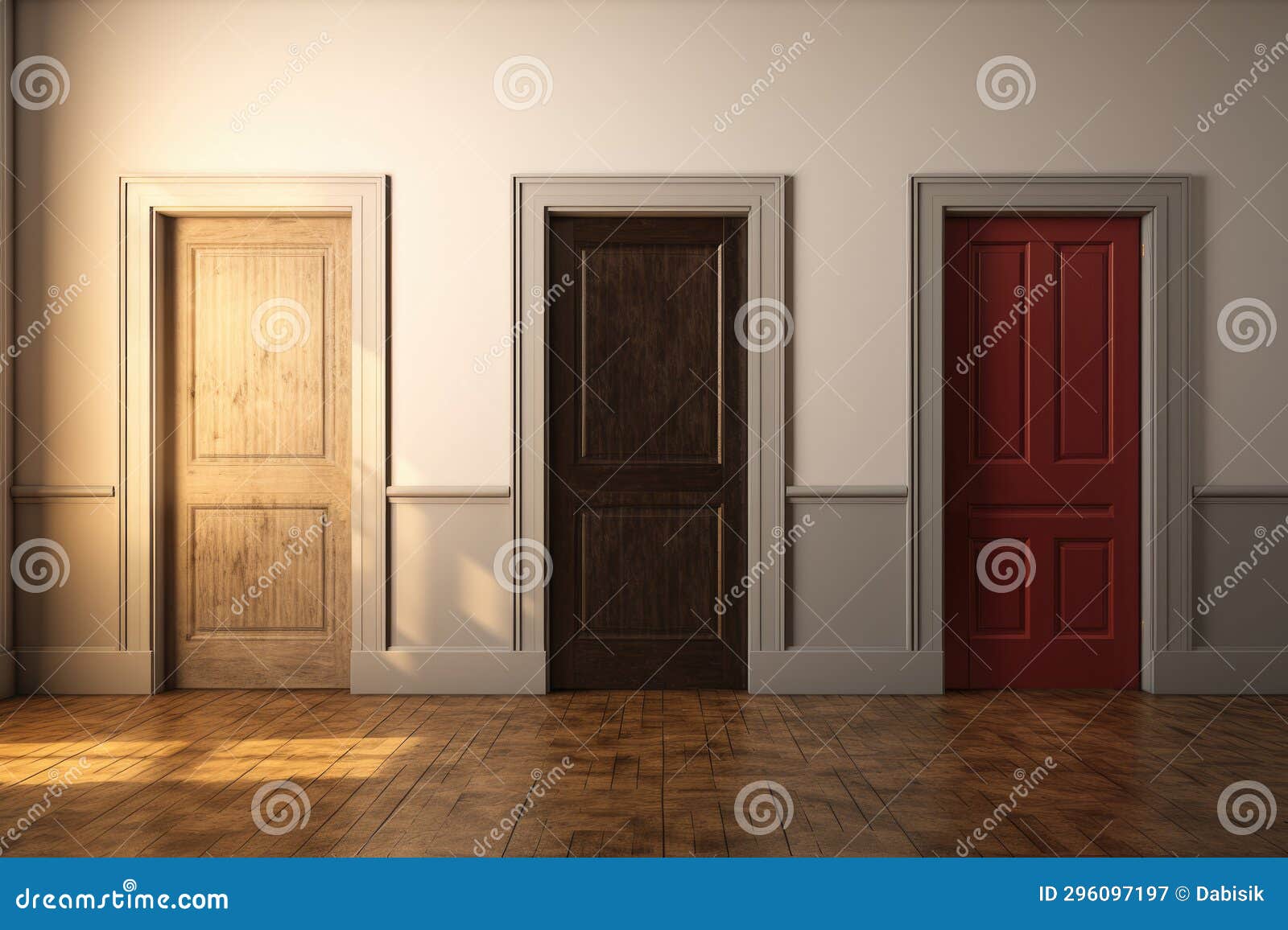 Front View of Three Doors. Generative AI Stock Image - Image of entry ...
